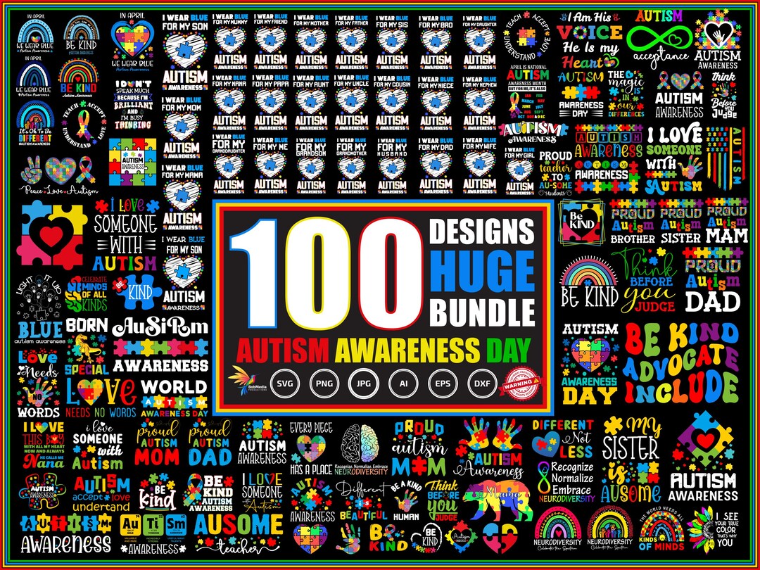 Autism Awareness Day SVG Png Huge Bundle, Neurodiversity Svg, Autism ...