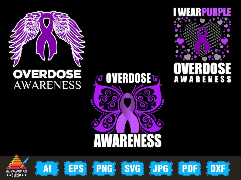 Overdose Awareness Svg Png Bundle, Overdose Purple Ribbon, Drug ...