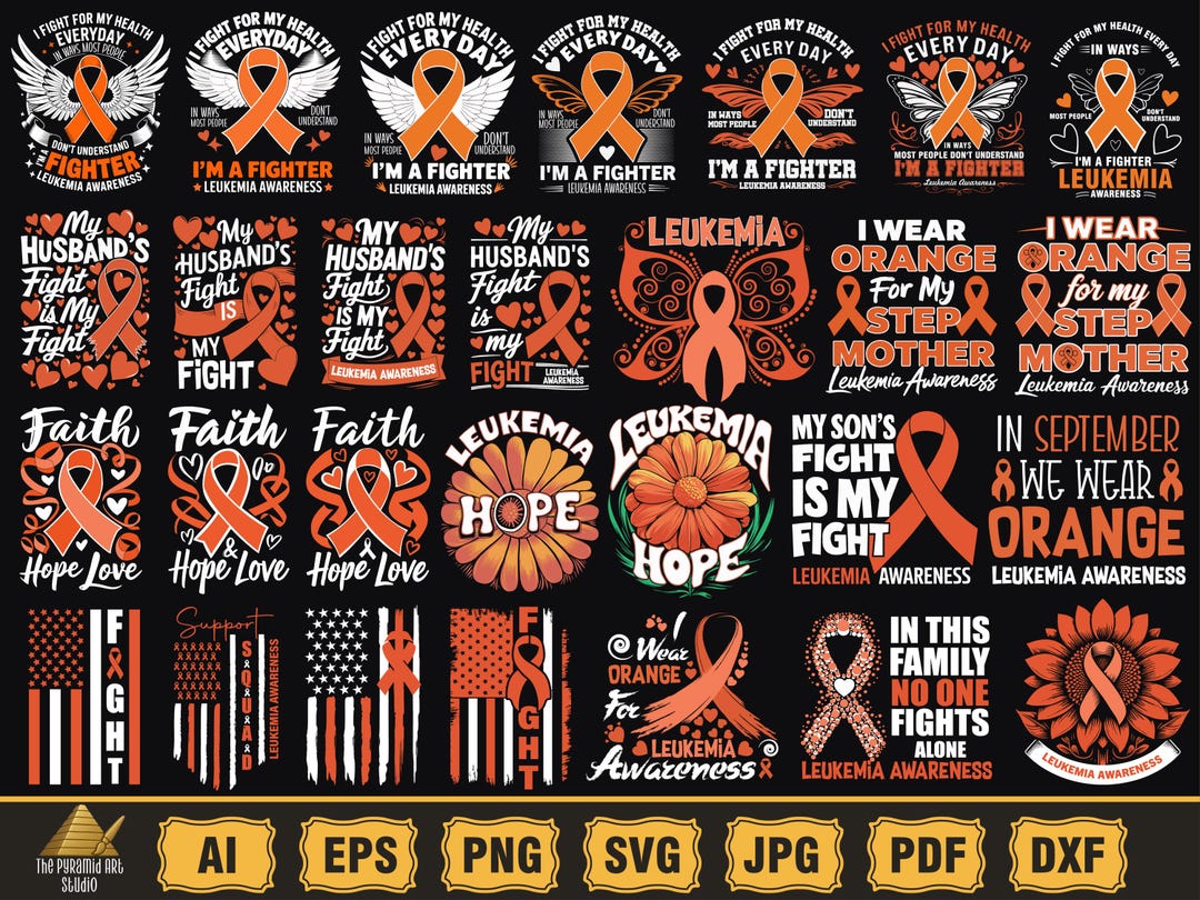 Leukemia Awareness Svg Png Bundle, Orange Ribbon Svg, Leukemia Cancer ...