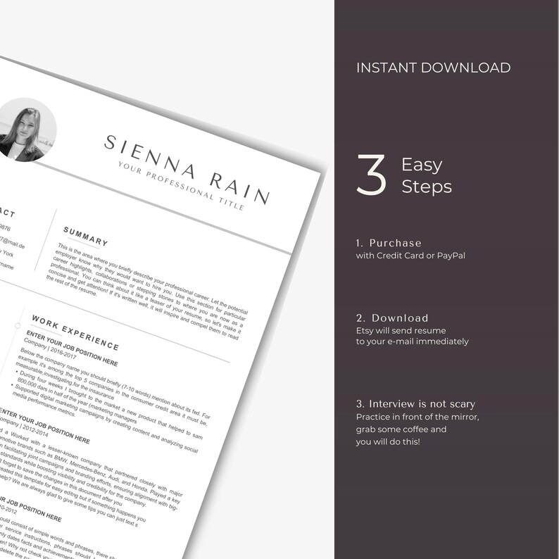 Editable Finance Resume Template: Ats-optimized CV (PDF Format) - Etsy