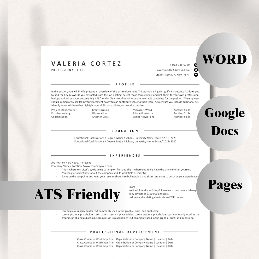 Human Resources Resume Template for Google Docs | Professional HR or ...