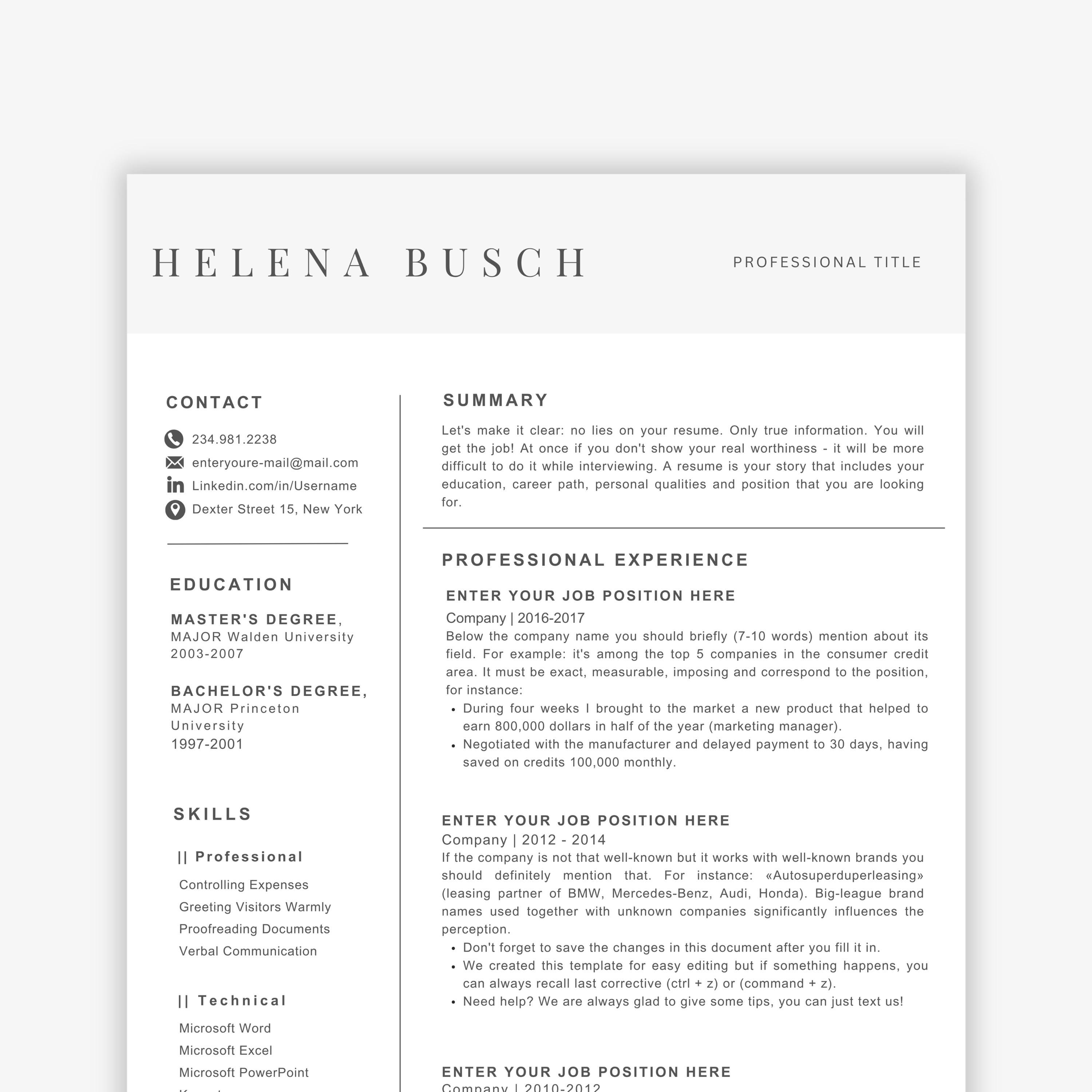 Executive Resume Template, Modern CEO Resume Template, Resume Template ...