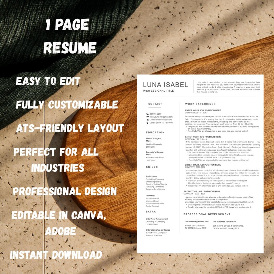 Teacher Resume Template, Cover Letter, Ats-friendly Resume, Resume ...