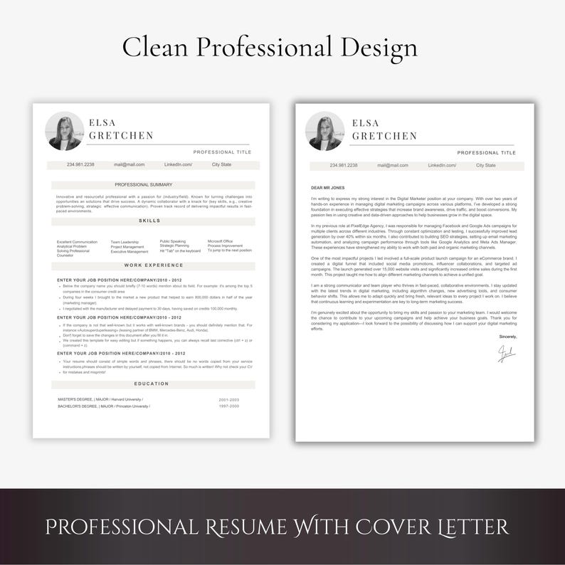 Teacher Resume Template: Ats-friendly CV With Cover Letter (PDF) - Etsy