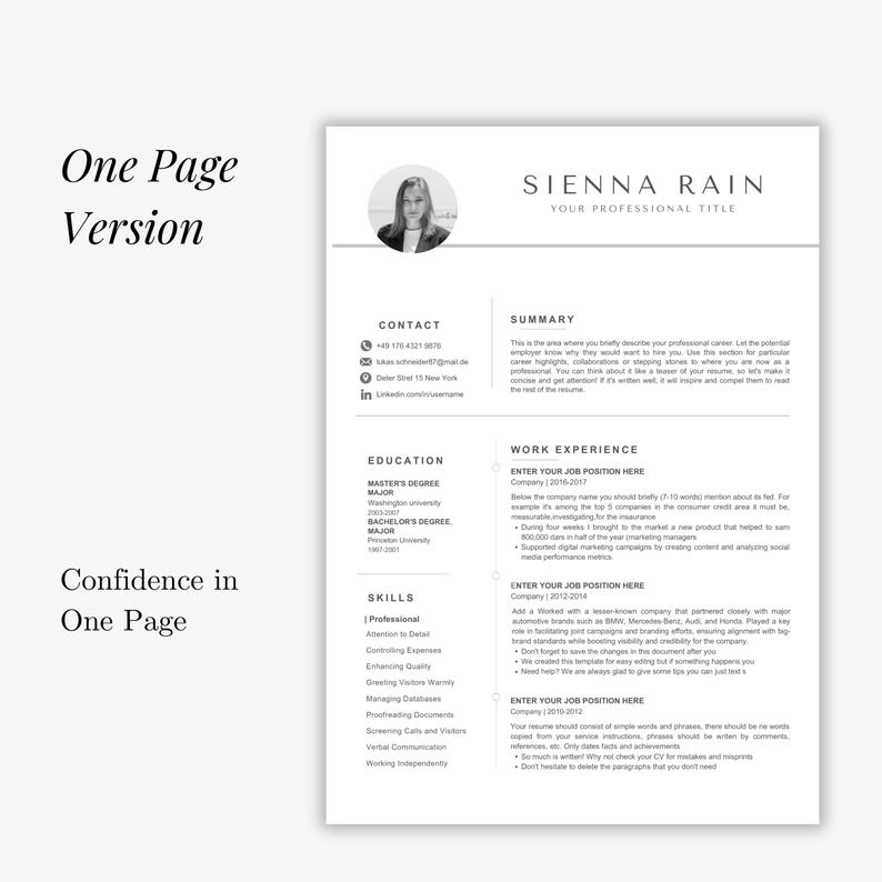 Editable Finance Resume Template: Ats-optimized CV (PDF Format) - Etsy