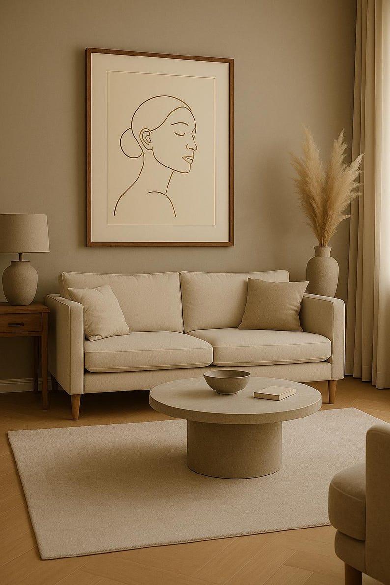 Minimalist Woman Line Art, Hand Made Interior Design. (3 Piece / High ...