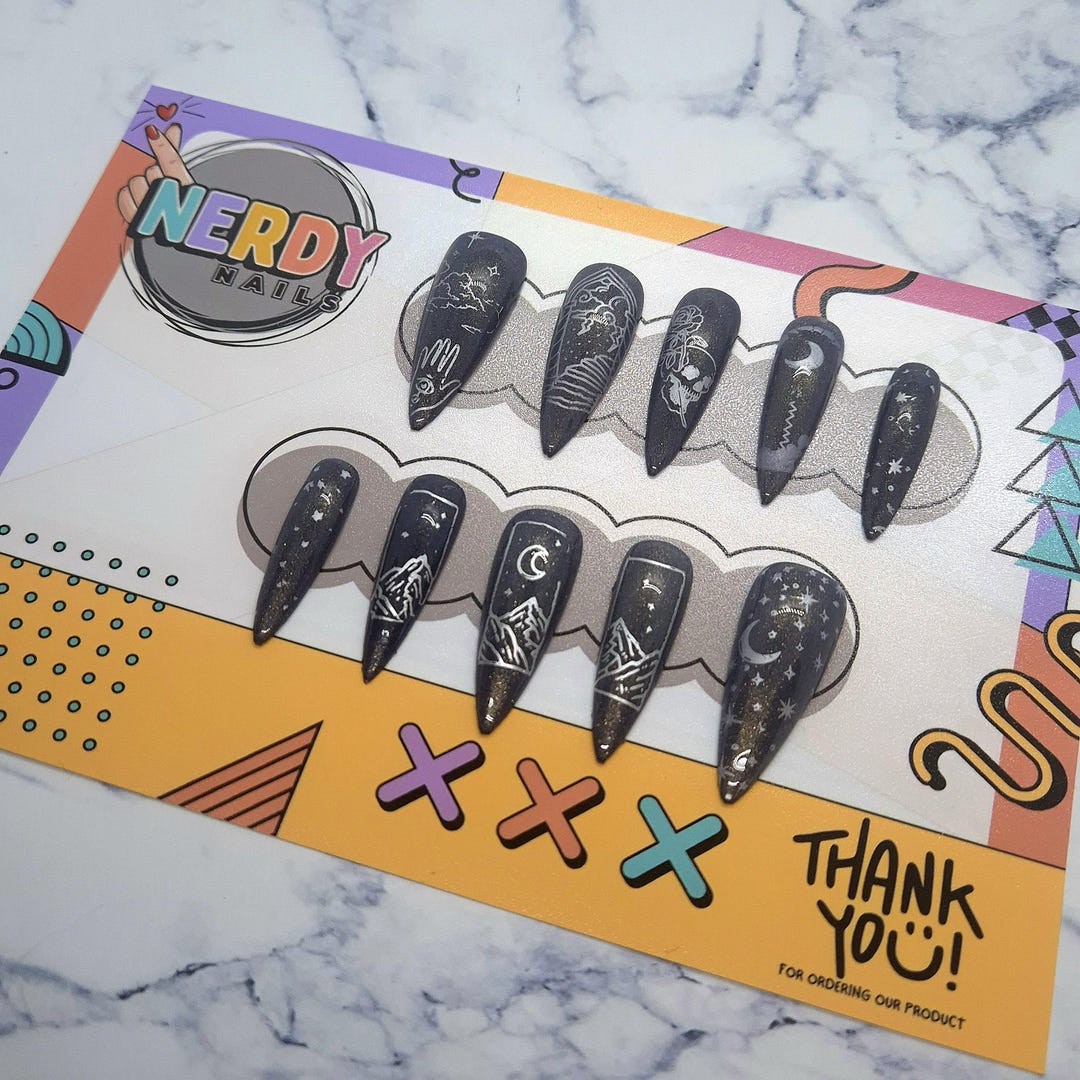 Night Court Inspired Press-on Nails • Hand-painted Reusable Fan Gift - Etsy