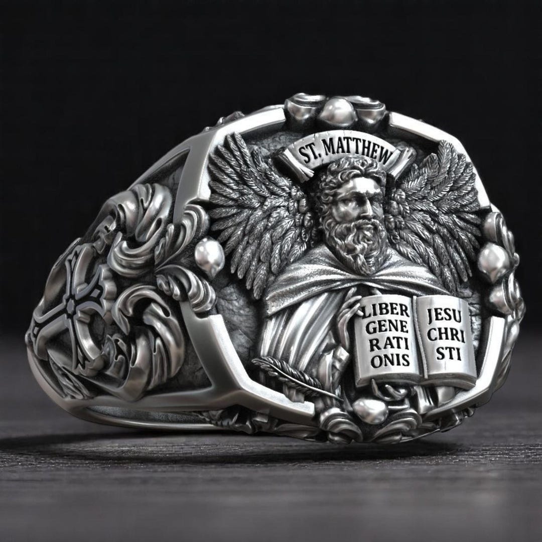 Handmade Saint Matthew Signet Ring in Sterling Silver – Apostle and ...