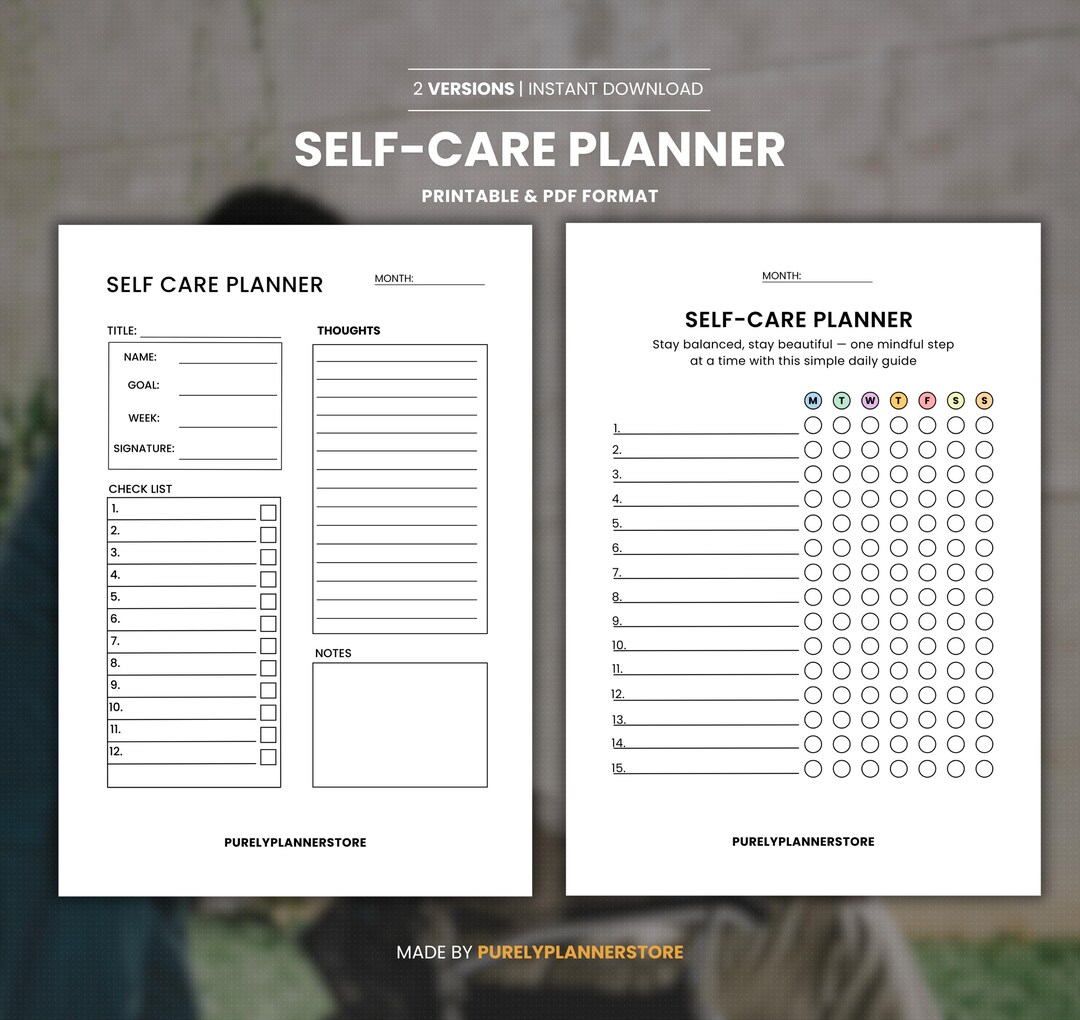 Weekly Self Care Tracker Printable Daily Self Care Checklist Wellness ...