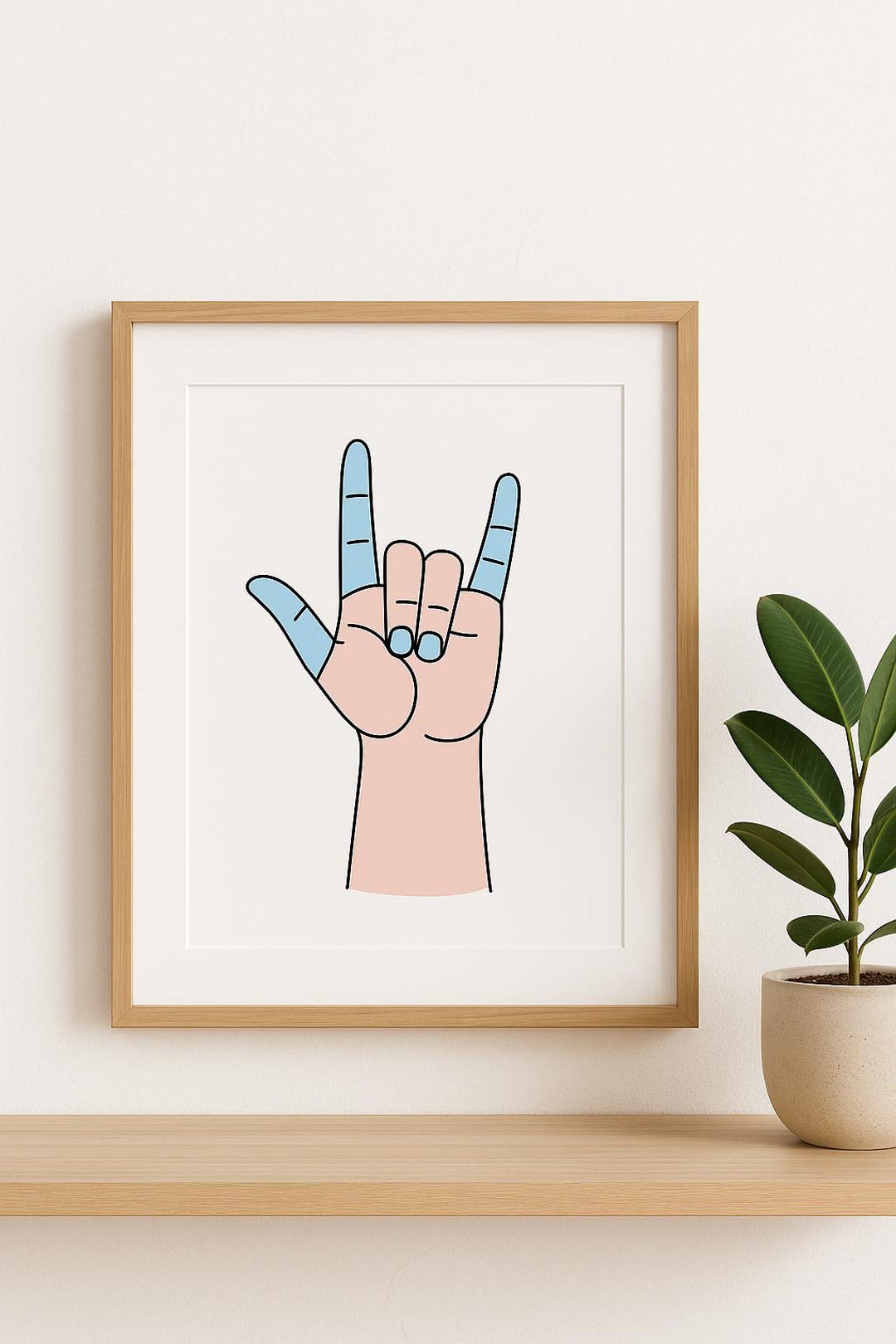 Minimalist ASL “I Love You” One-line Drawing | Printable Wall Art ...