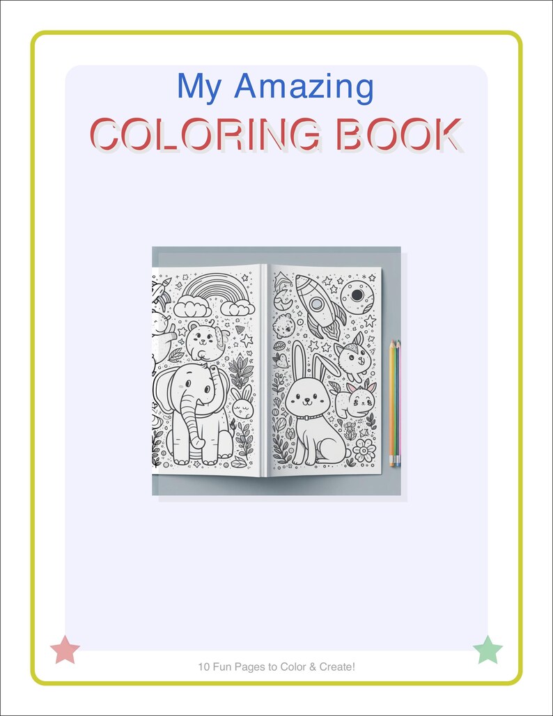 Kids Coloring Book PDF | 10 Fun Animal & Theme Pages | Printable ...