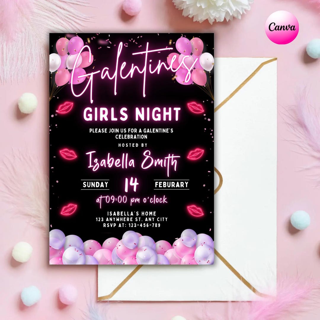 Galentine's Girls Night Invitation, Friends Valentines Dinner Invite ...