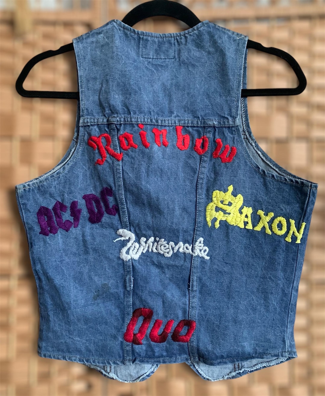 Original Vintage 1980s Brutus Denim Waistcoat Classic Rock Bands ...