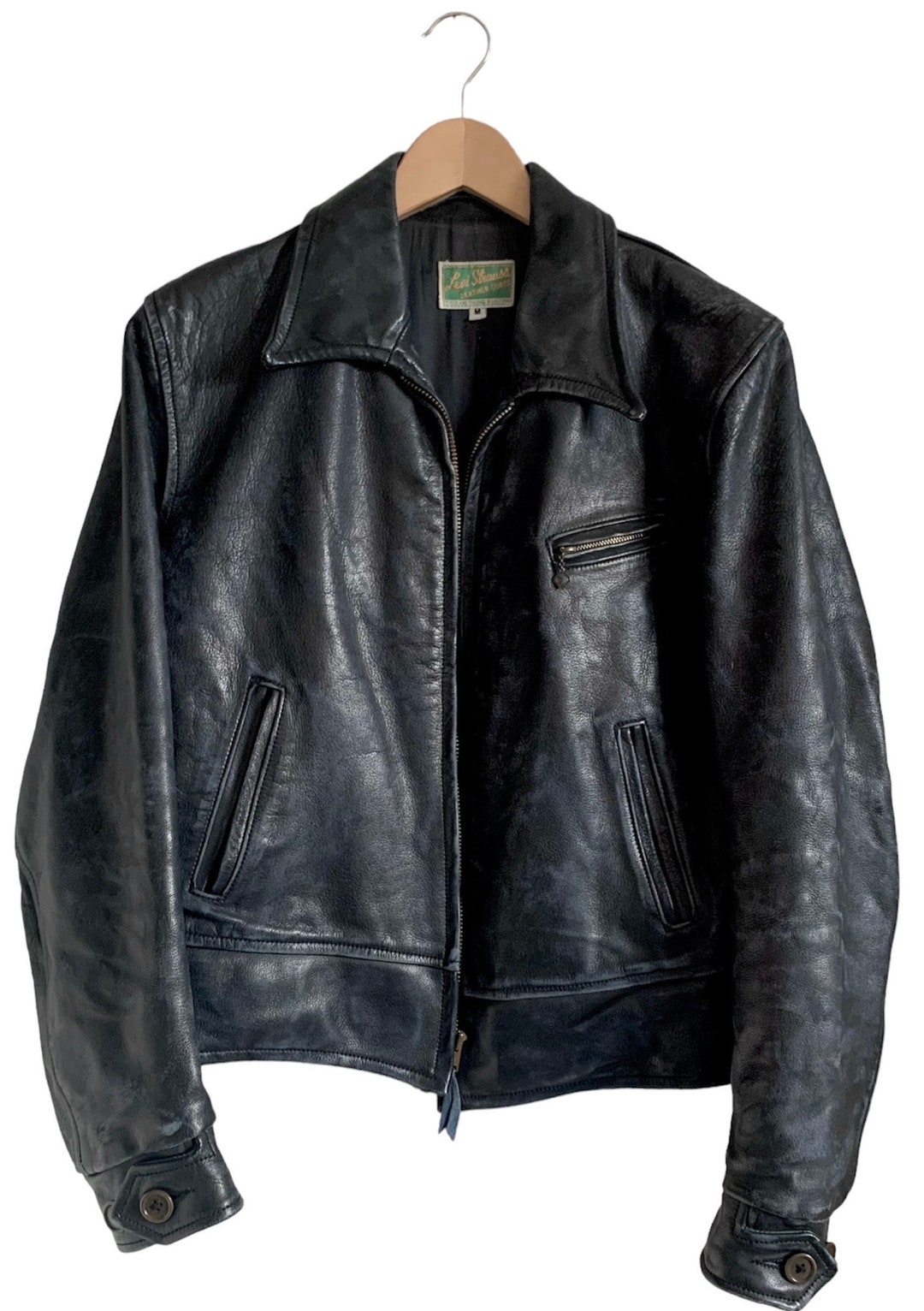 Rare Levis Vintage Clothing Genuine Leather 1930s Jacket Navy Blue LVC ...