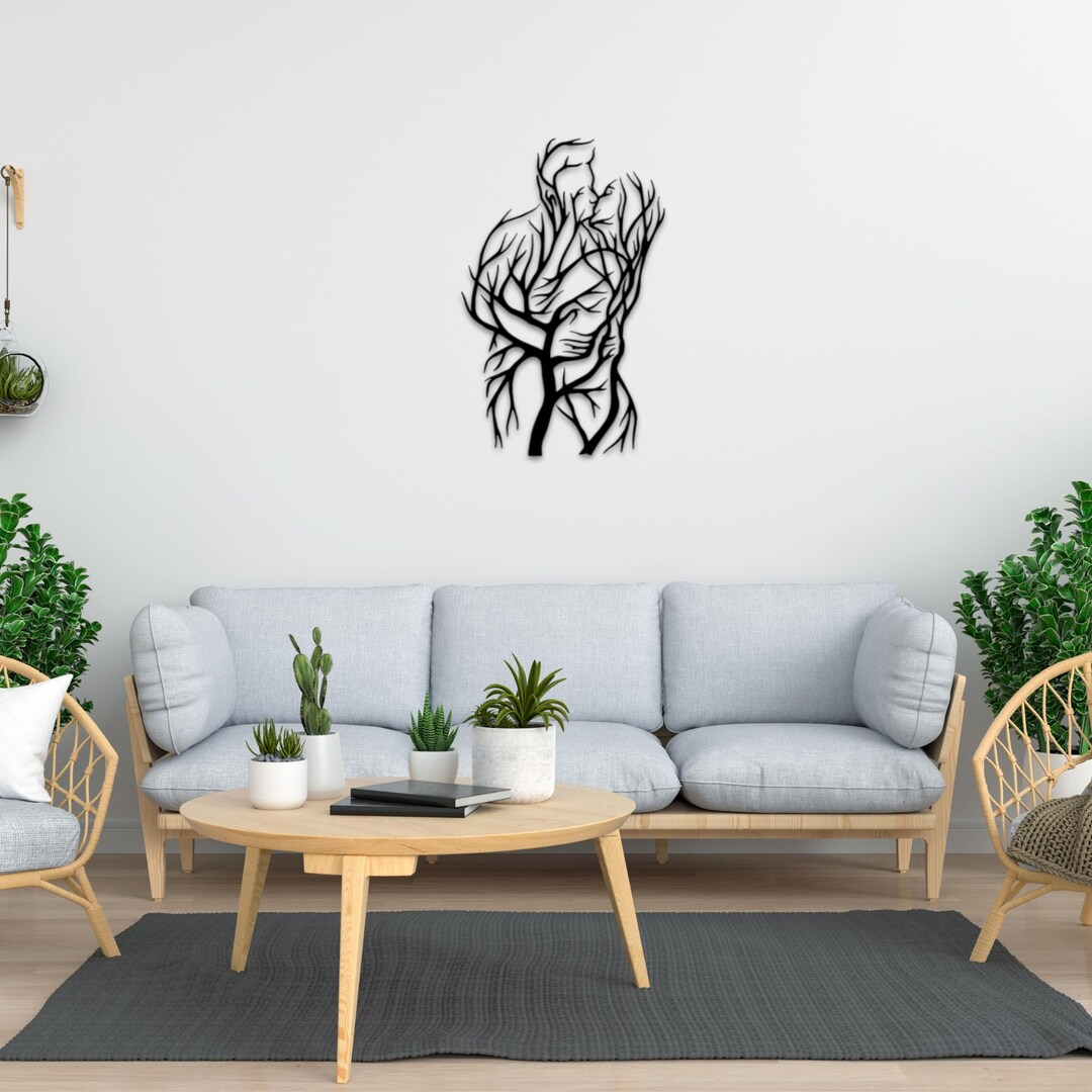 Tree Couple Metal Wall Art | Abstract Man Woman Wall Decor | Romantic ...