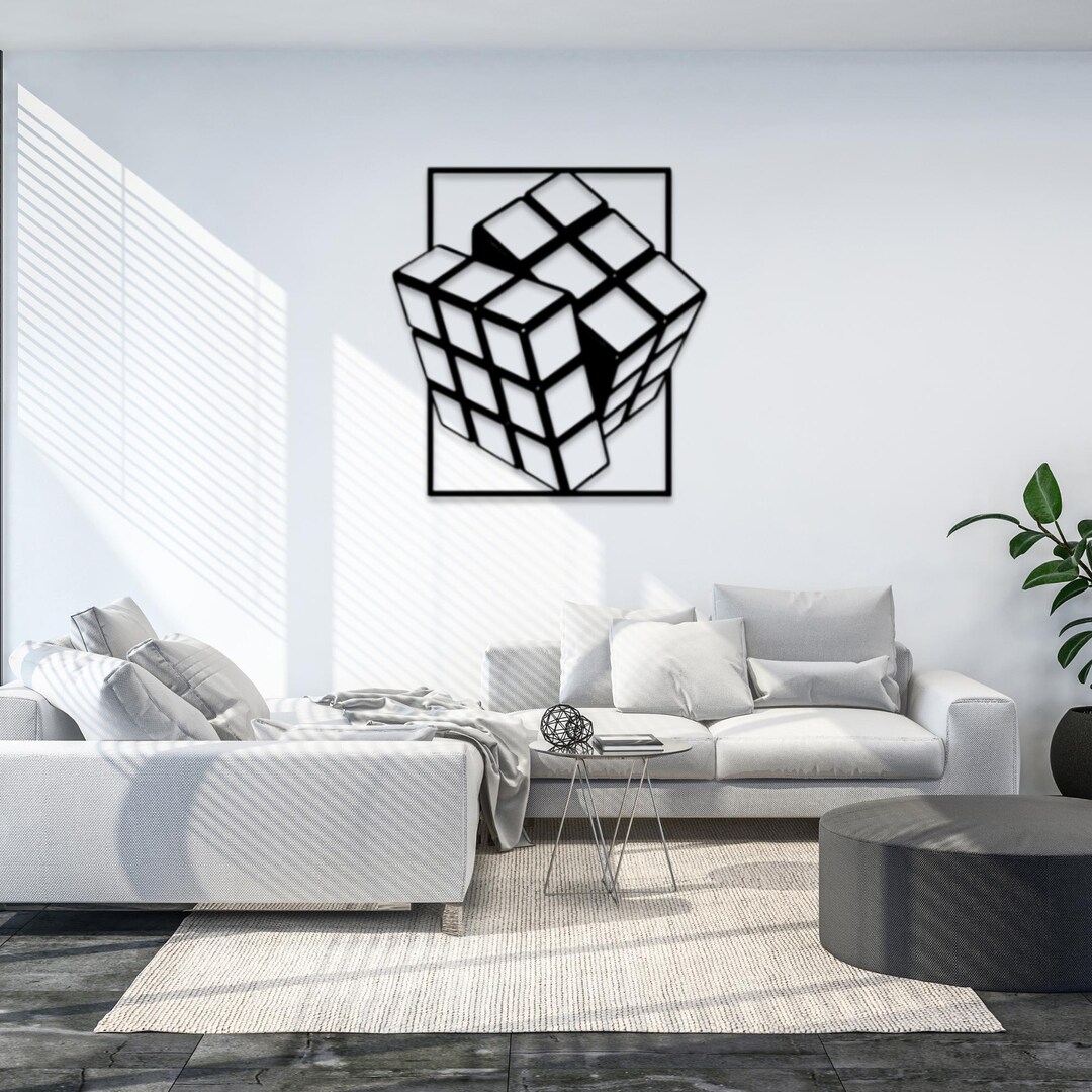 Rubik's Cube Metal Wall Art | Geometric Decor - Etsy