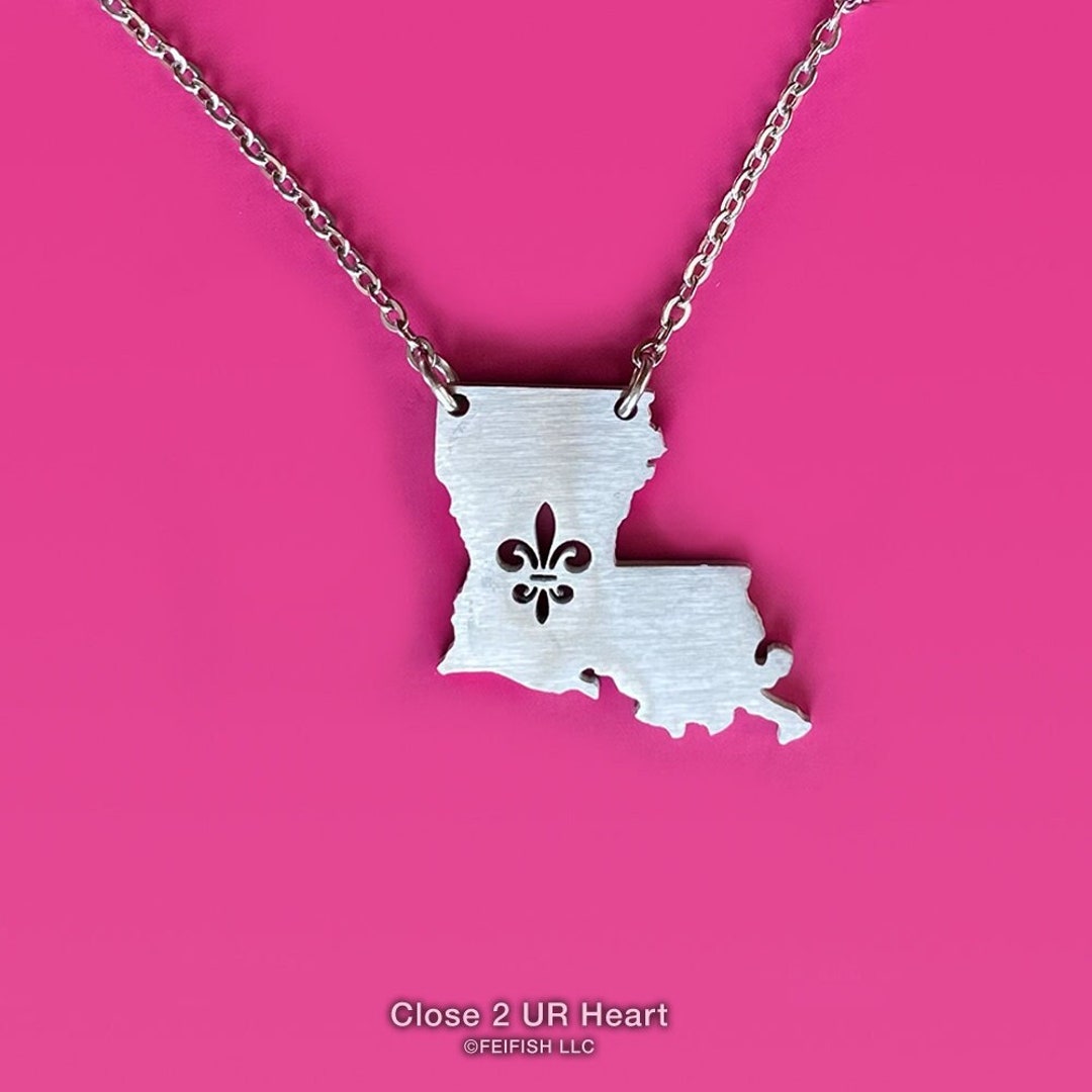 Louisiana State Map Necklace - Etsy