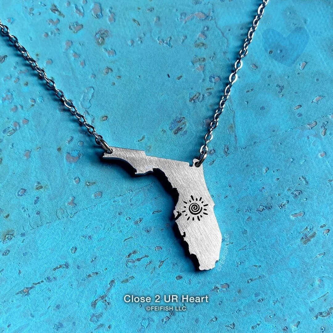 Florida State Map Necklace by Close 2 UR Heart - Etsy