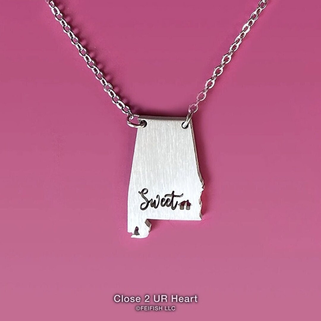 Alabama State Map Necklace - Etsy