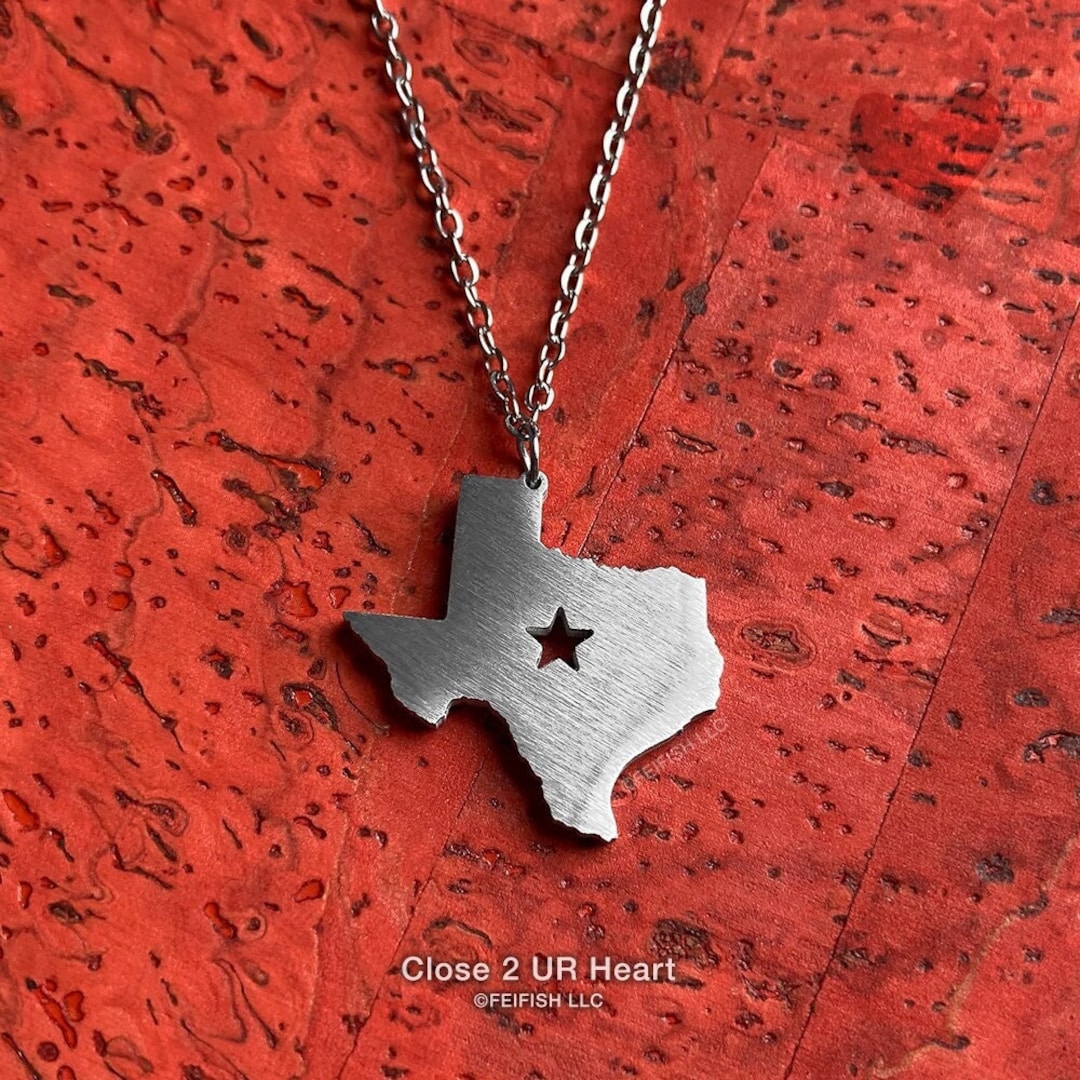 Texas State Map Necklace by Close 2 UR Heart - Etsy