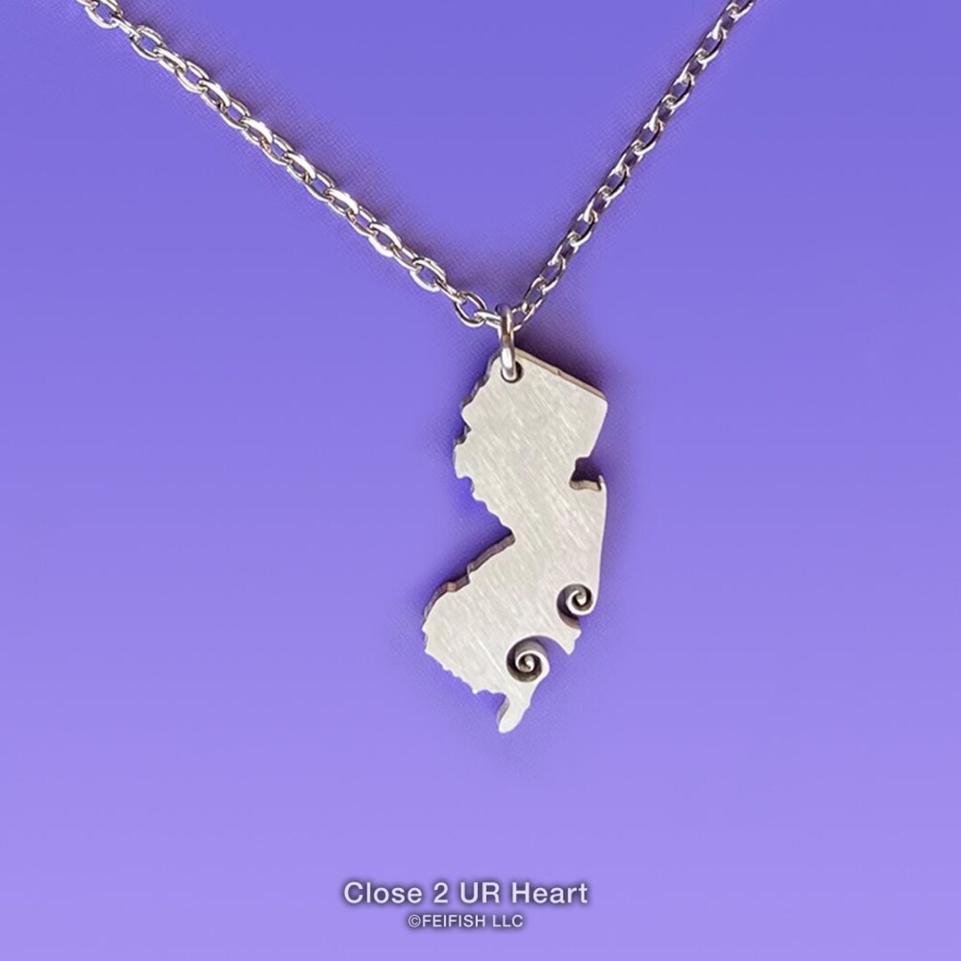 New Jersey State Map Necklace - Etsy