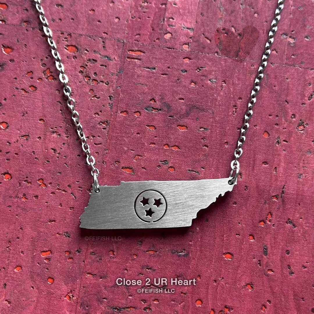 Tennessee Stars State Map Necklace by Close 2 UR Heart - Etsy