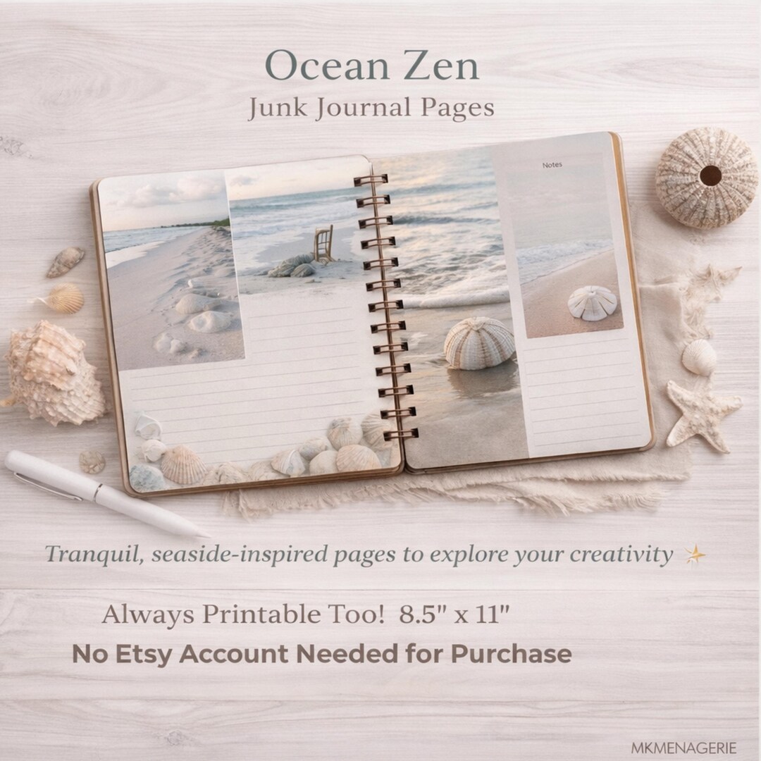 Ocean Zen Junk Journal Pages : Nautical Scrapbook, Beach Ephemera ...