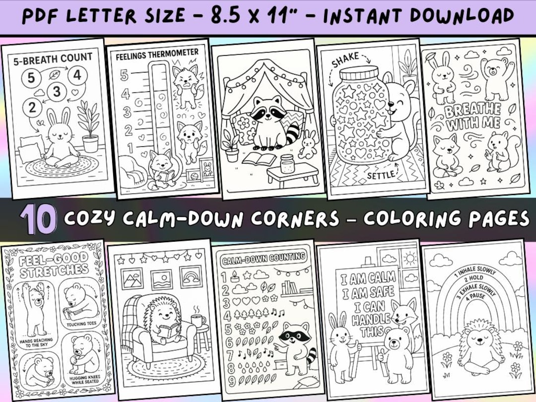 Cozy Calm-down Corners – 10 Printable Coloring Pages for Relaxation ...