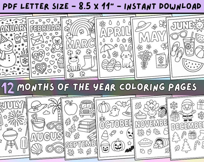 12 Printable Months of the Year Coloring Pages | Learning Coloring ...