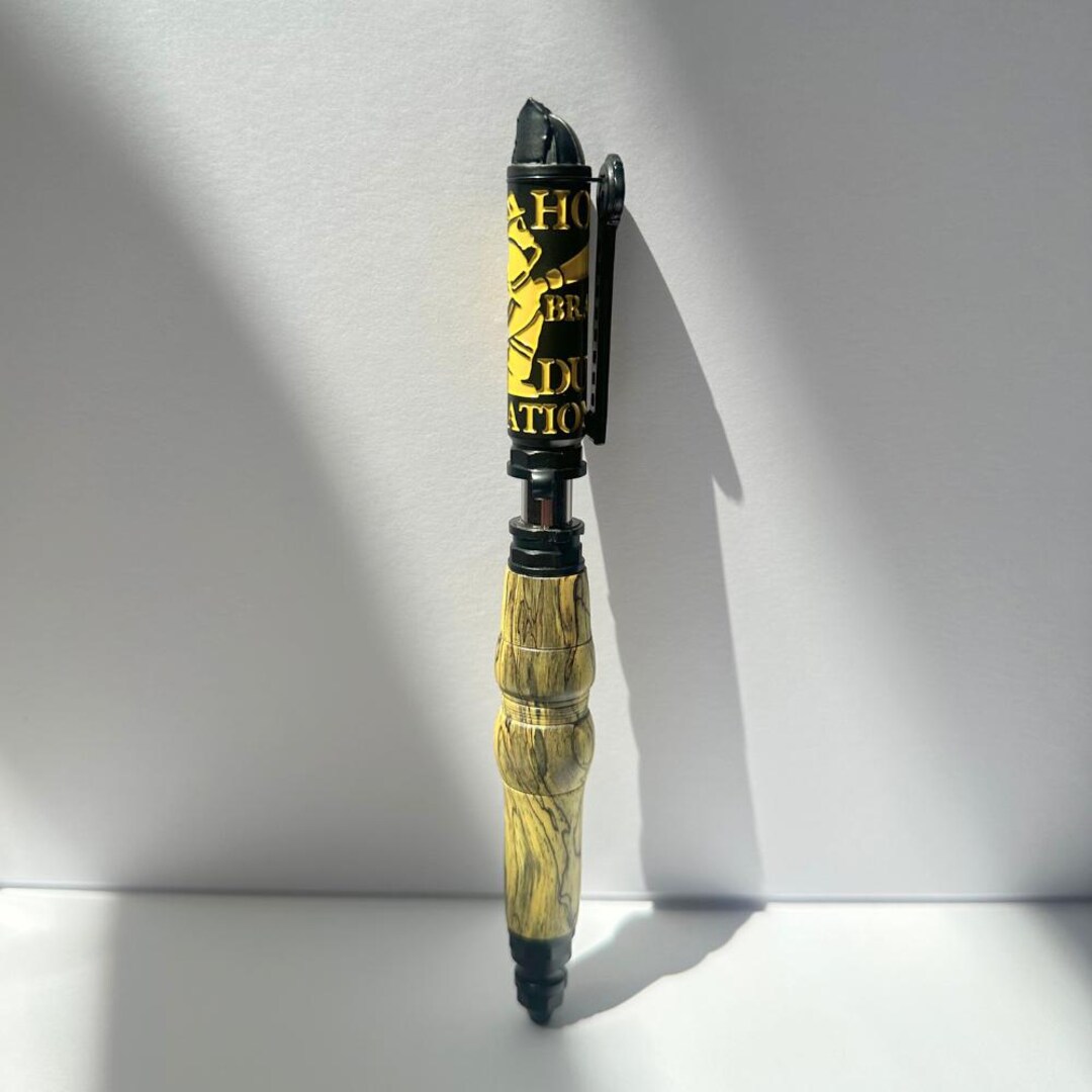 Firefighter Push Lock Pen With Black and Yellow Finishes - Spalted ...