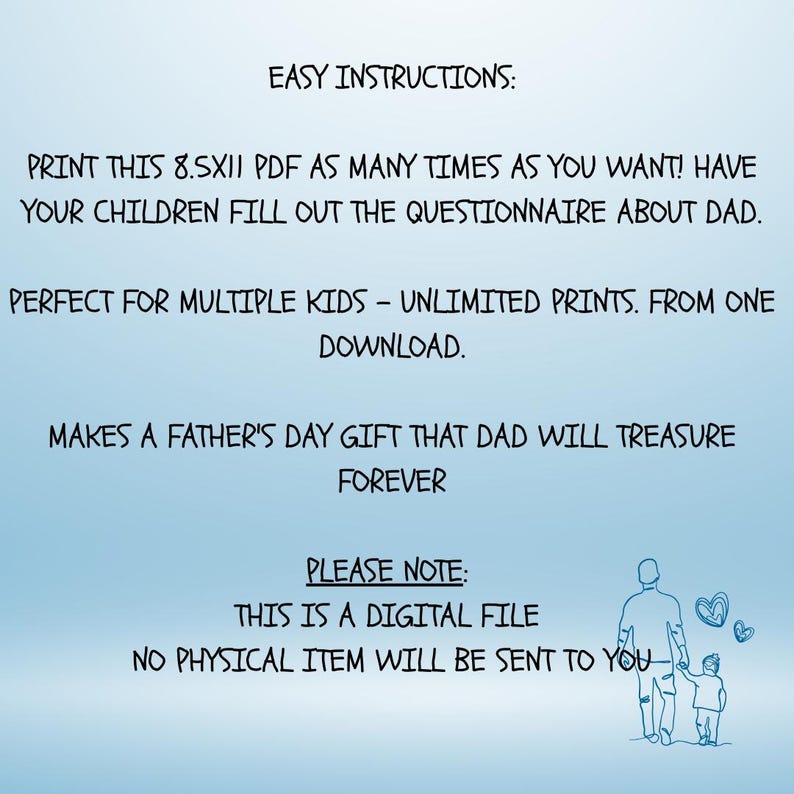 Father's Day Questionnaire PDF | Printable Father's Day Quiz | Fun ...