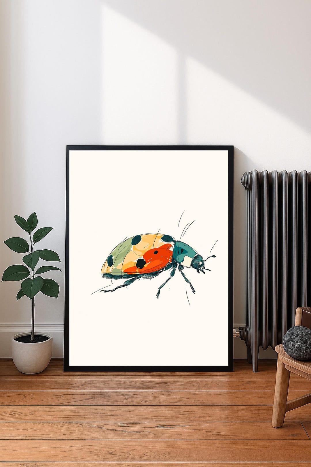 Ladybug Wall Art - Retro Insect Illustration, Insect Poster, Art for ...