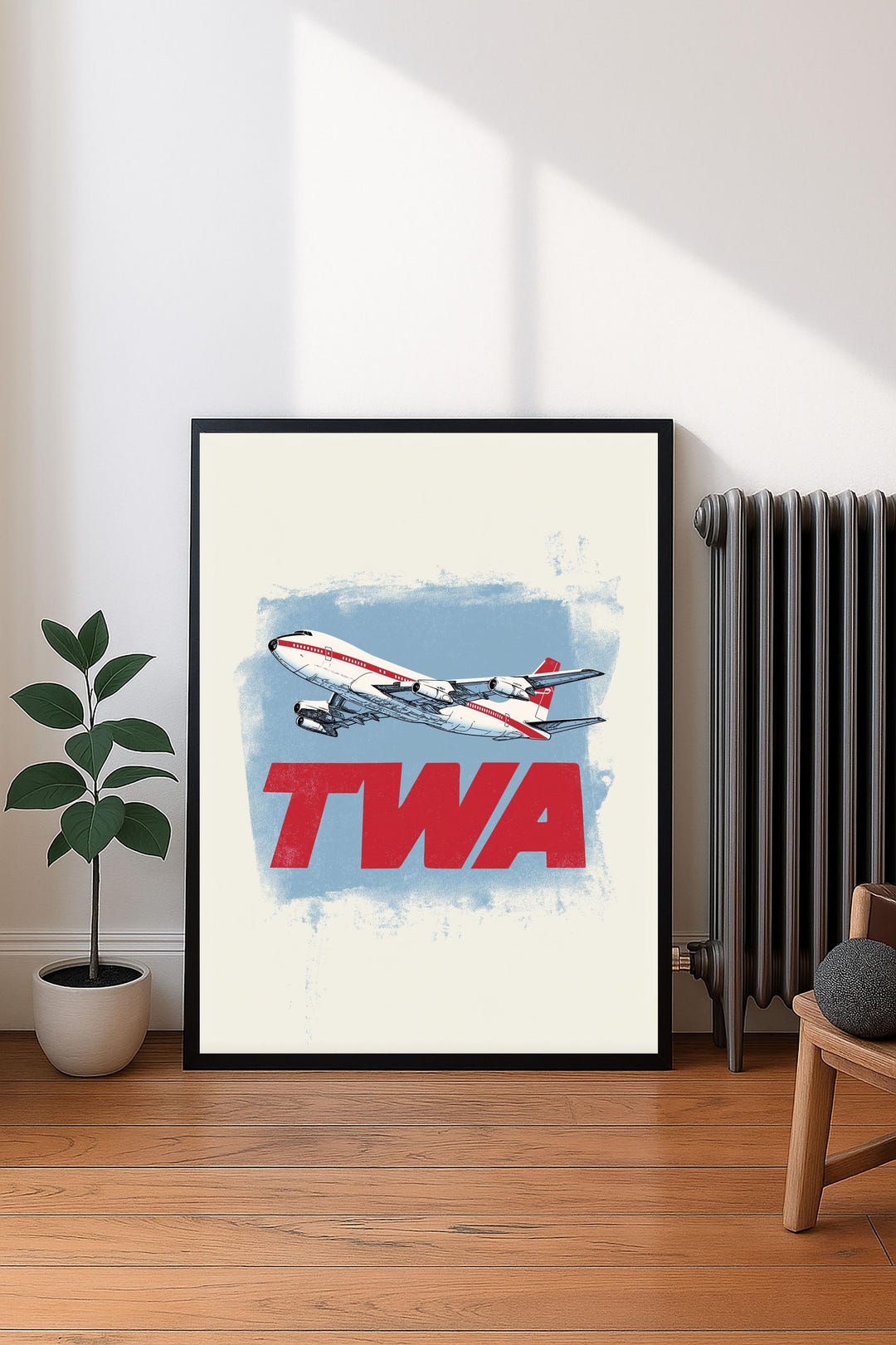 TWA Airplane Wall Art Print–retro Jet Poster, Vintage Travel Wall Decor ...