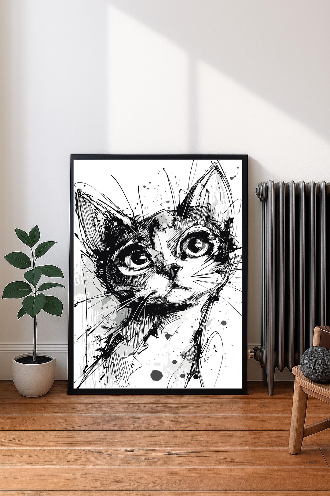 Cat Wall Art – Large Animal Poster, Pet Illustration Print, Printable ...