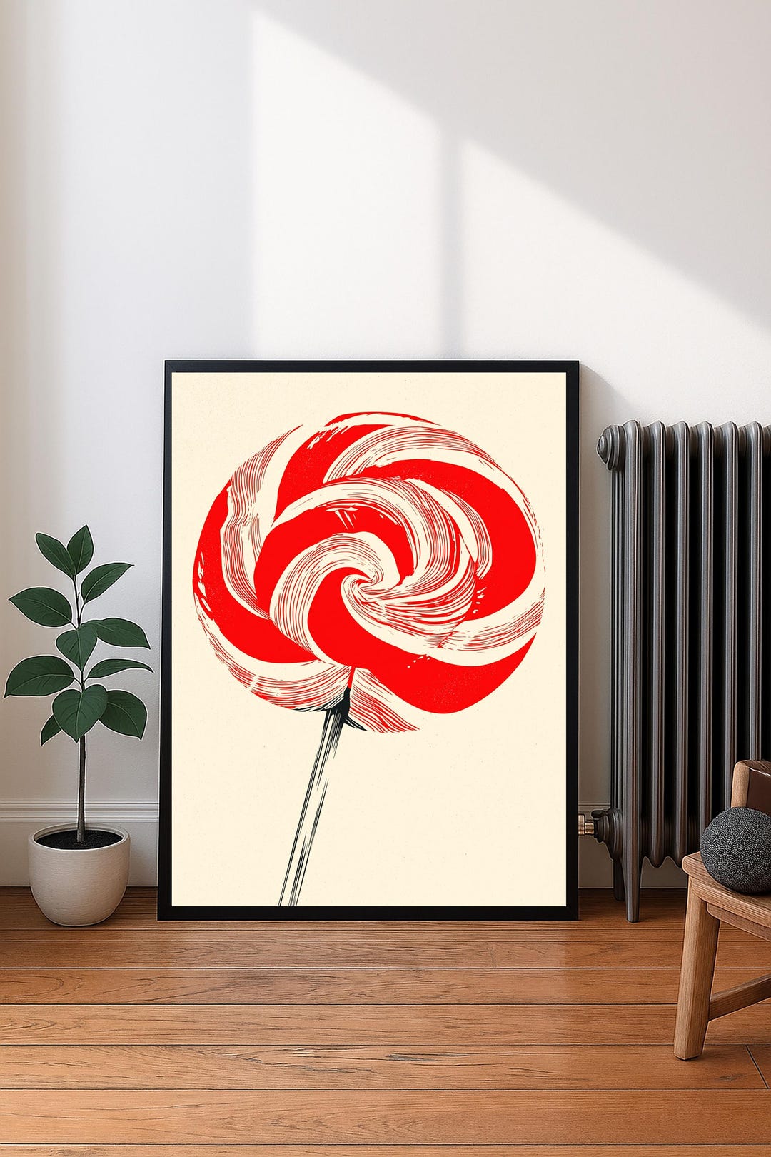Retro Peppermint Lollipop Wall Art Print - Candy Poster (digital ...