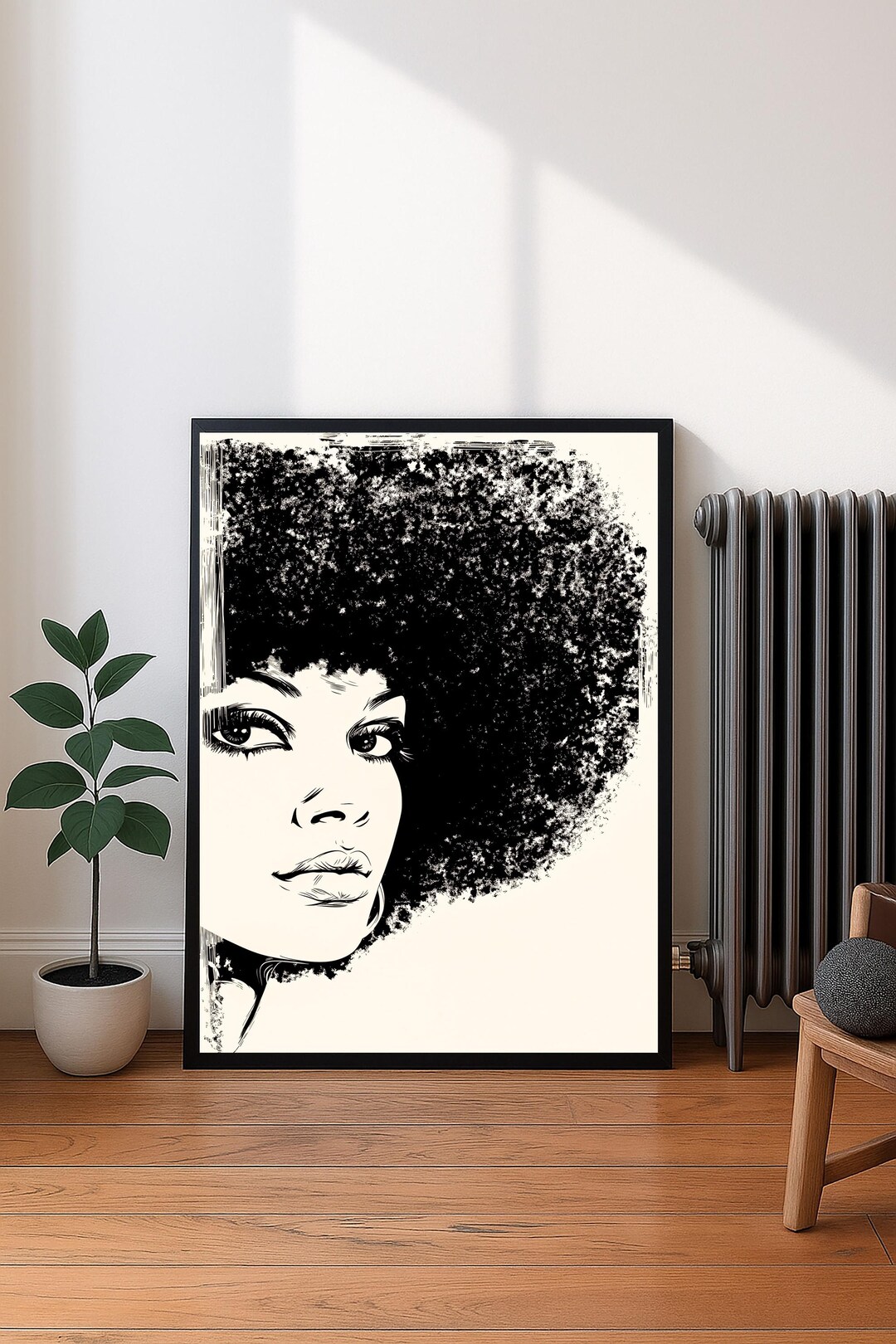 Retro Afro Lady Printable Poster, Black Woman Wall Art, Digital ...