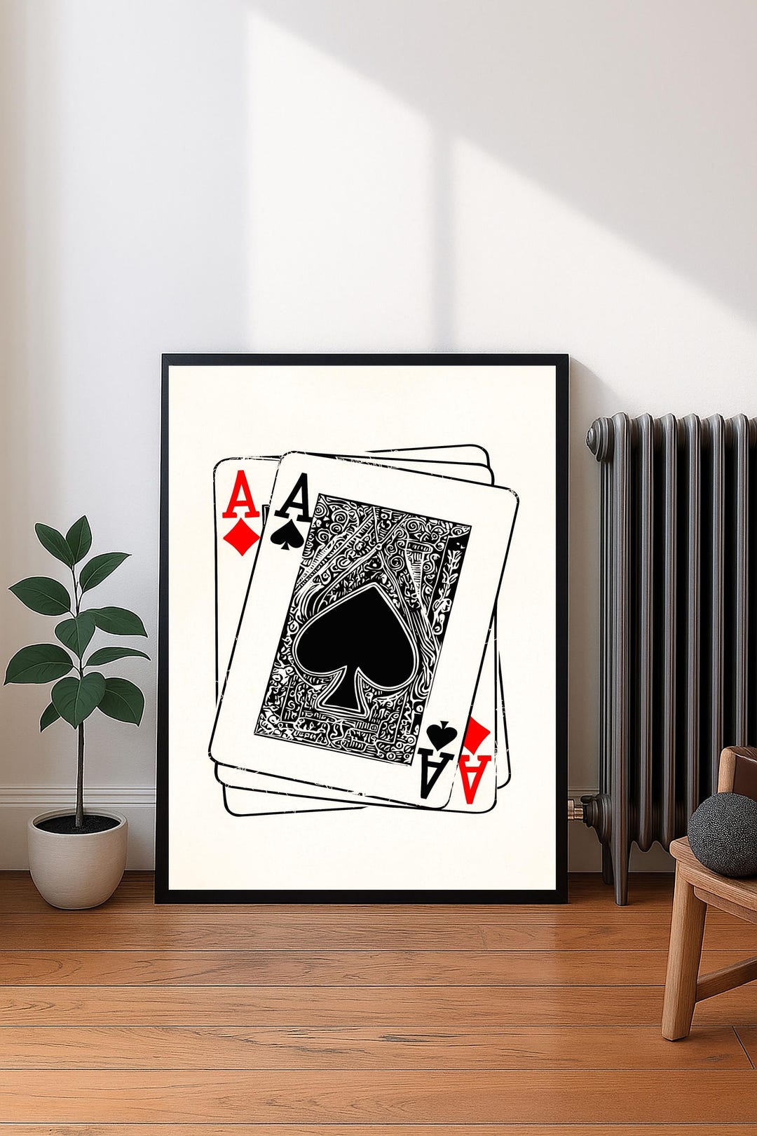 Retro Ace Playing Card Printable Wall Art - Game Room Art Poster ...