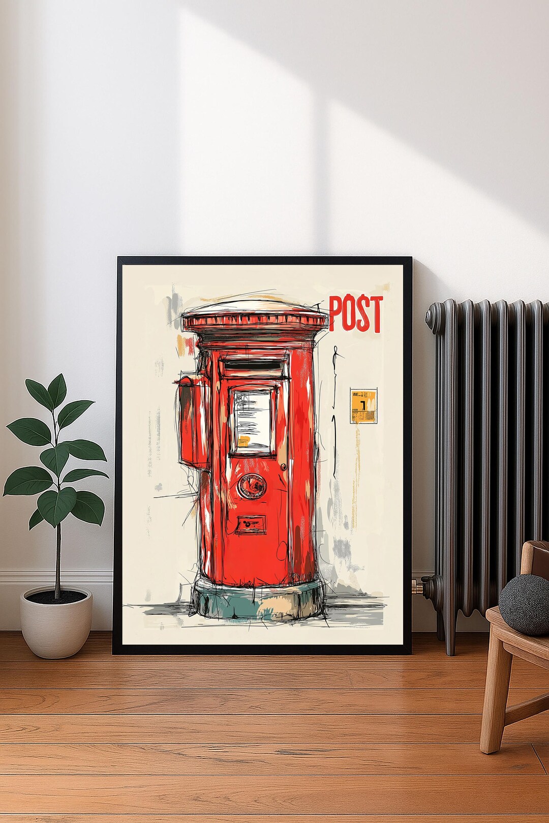 Rustic British Mailbox Wall Art Print - Retro Letterbox Wall Decor ...