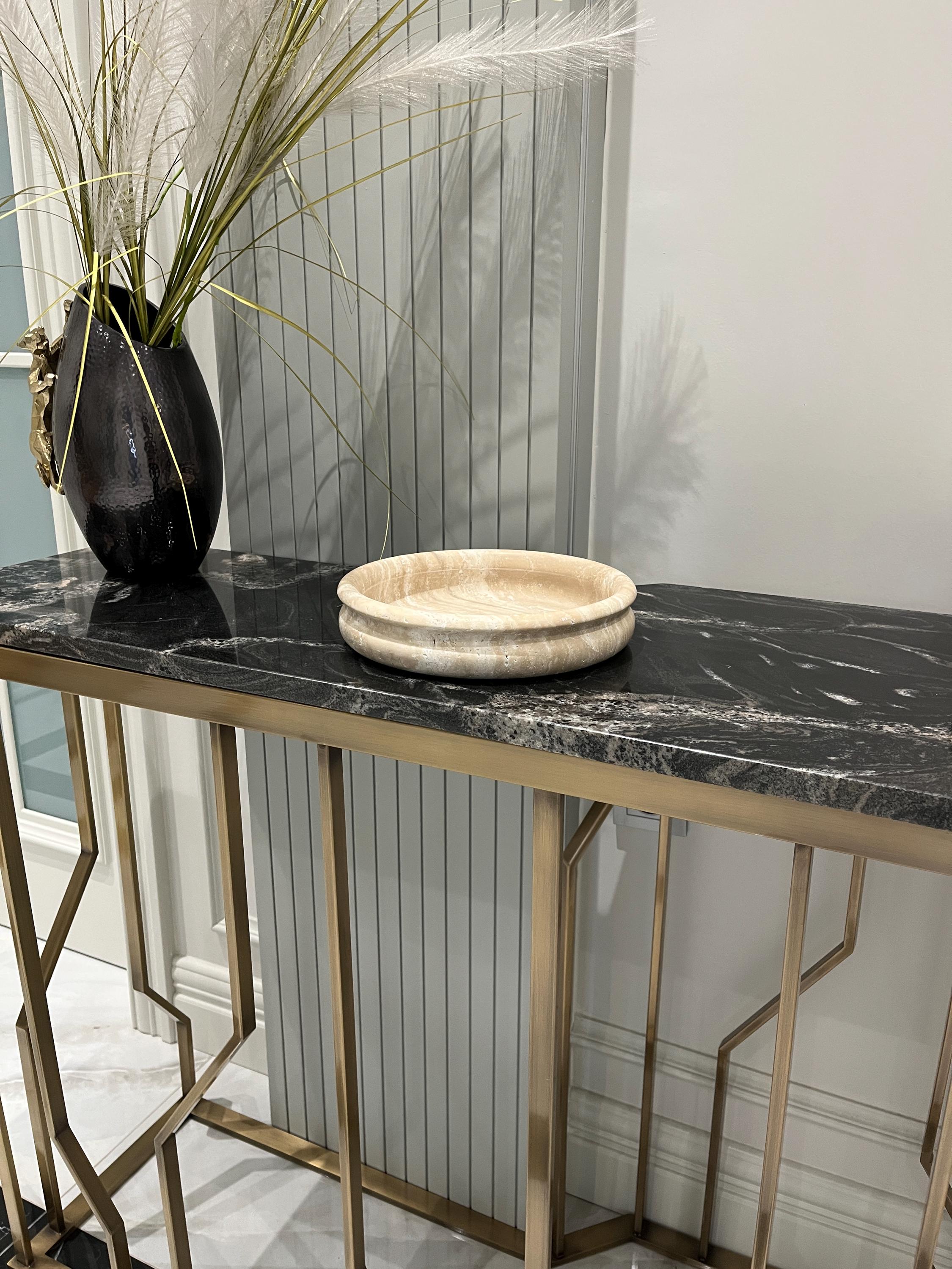 Handmade Travertine Bowl – Natural Stone Centerpiece, Beige - Etsy