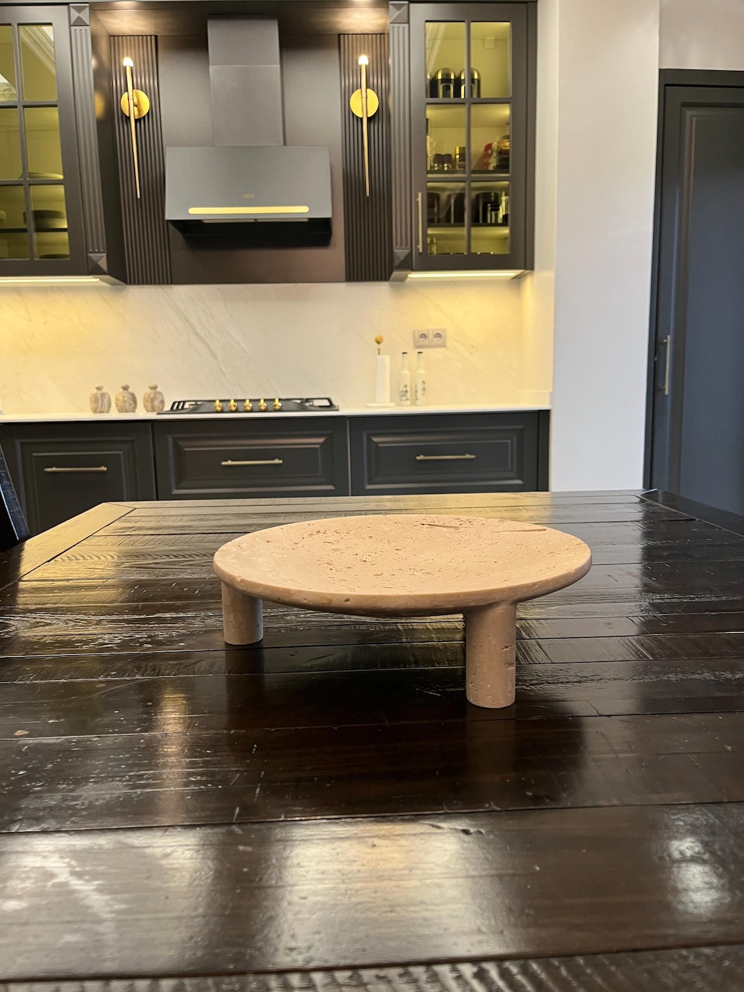 Travertine Decorative Bowl | Natural Travertine Riser Stand | Handmade ...