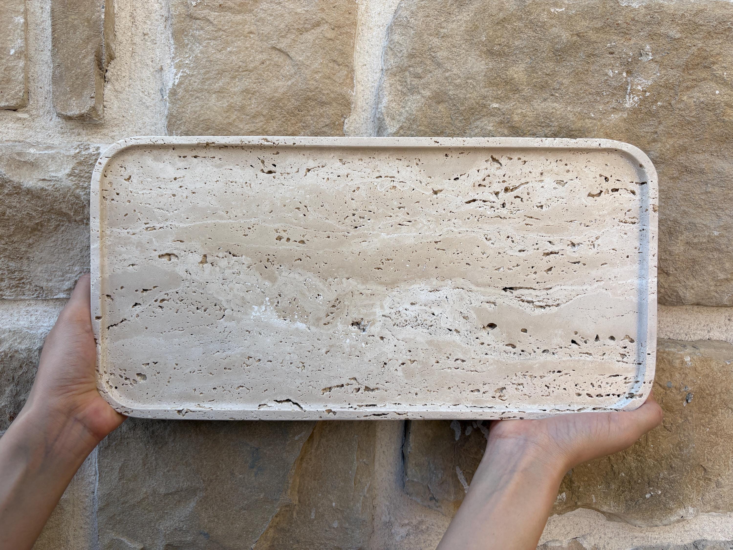 Travertine Stone Tray | Handmade Natural Tray | Bathroom & Living ...