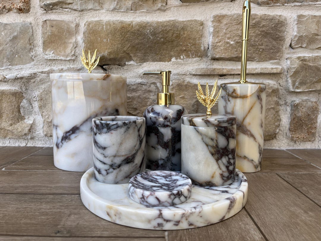 Handmade Calacatta Viola Marble Bathroom Set | 7-piece Luxury Decor - Etsy