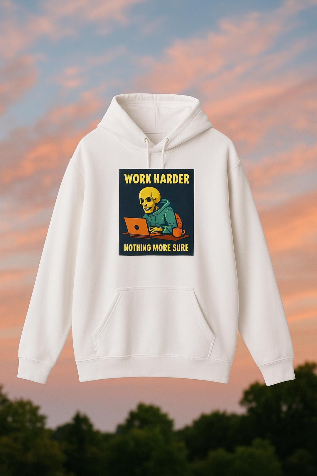 Work Harder Hoodie Motivational Skeleton Graphic Hustle Grind Apparel ...