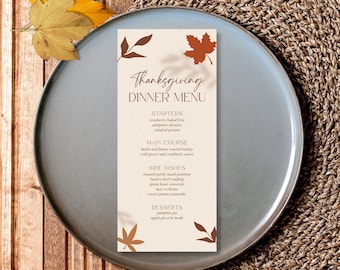 Thanksgiving Dinner Menu Template, Printable Thanksgiving Dinner Menu ...
