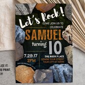 Rocks Birthday Invitations, Digital File, Geology Birthday Invitation ...
