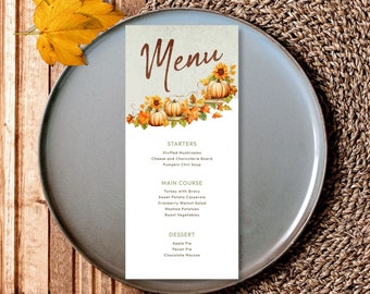 Thanksgiving Dinner Menu Template, Printable Thanksgiving Dinner Menu ...