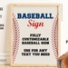 EDITABLE Baseball Sign, Digital File, Baseball Party Sign, Baseball ...