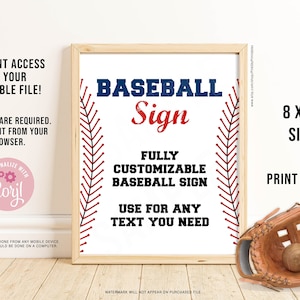 EDITABLE Baseball Sign, Digital File, Baseball Party Sign, Baseball ...