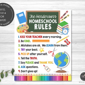 Homeschool Classroom Rules Sign Homeschooling Rules | Etsy