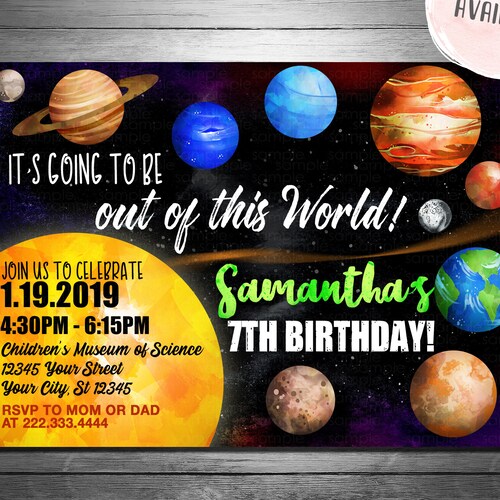Solar System Birthday Invitation Outer Space Birthday - Etsy